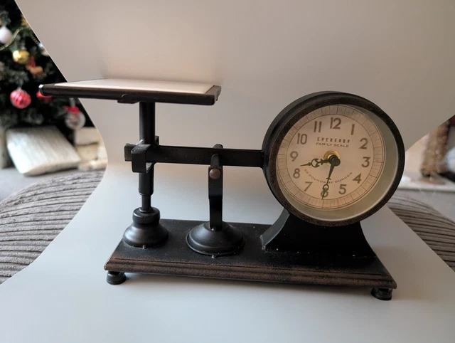 VINTAGE CLOCK/FAKE SCALE Eveready family scale clock req. 1AA battery ...