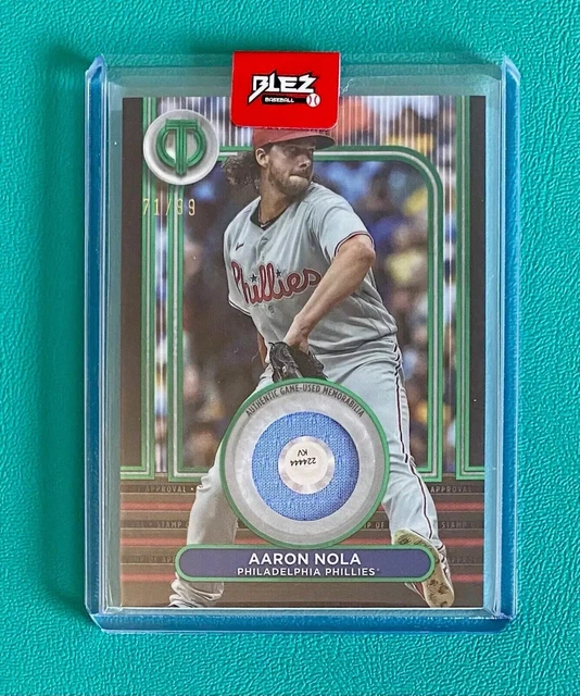 CARTE RELIQUE TIMBRE d'approbation Aaron Nola 2023 Topps Tribute #/99 ...
