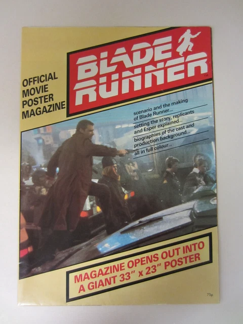 BLADE RUNNER OFFICIAL Movie Poster Magazine - RARE Harrison Ford Rutger ...