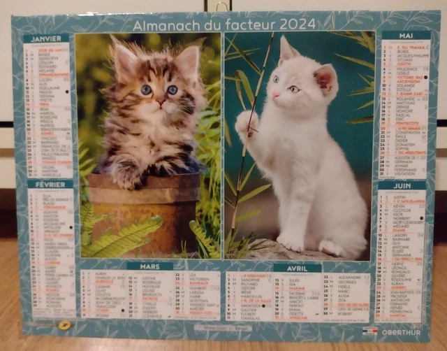 CALENDRIER LA POSTE 2024. Almanach du Facteur. Chats Maine Coon Bengal ...