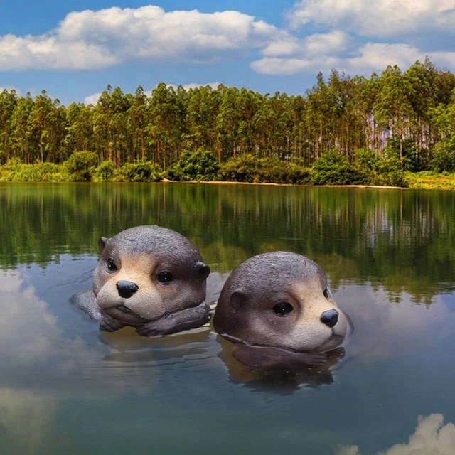 RESIN CRAFTS FAKE Otters Floating Statue Garden Decoration Sculpture ...