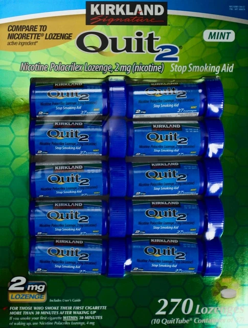 KIRKLAND SIGNATURE QUIT 2 mg Nicotine Polacrilex Lozenges Stop Smoking ...