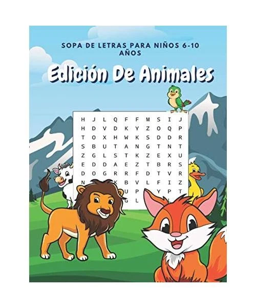 SOPA DE LETRAS Para Niños 6-10 Años Edición De Animales: Rompecabezas ...