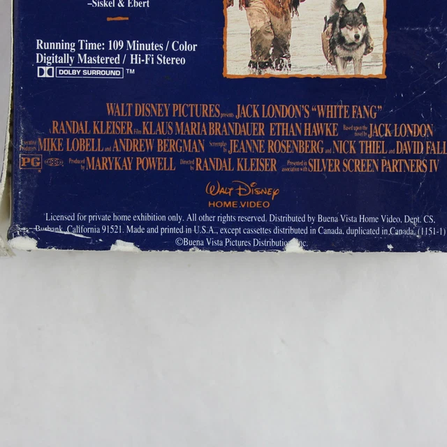 JACK LONDON'S WHITE Fang 1991 VHS Walt Disney Film £5.71 - PicClick UK