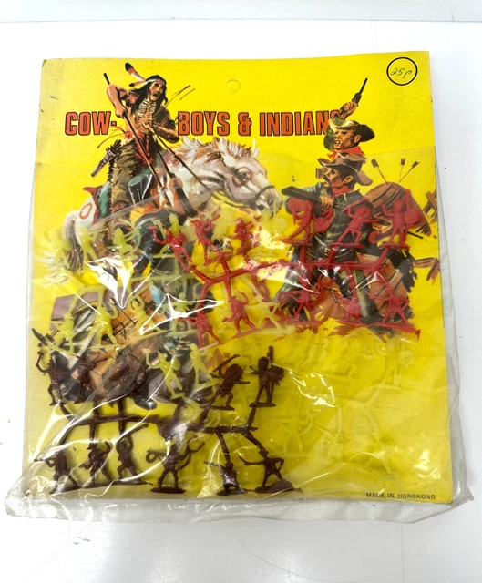 VINTAGE COWBOY INDIAN Plastic Toy Soldiers Box 1960s £12.92 - PicClick UK