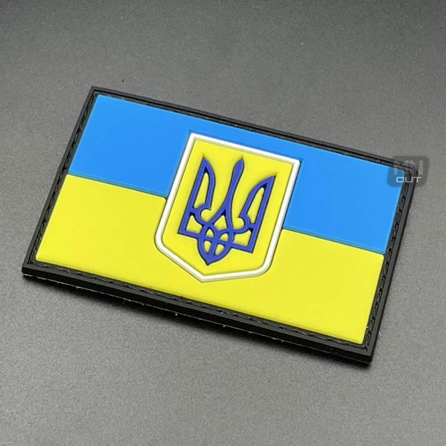 UKRAINE UKRAINIAN FLAG Patch with Crest PVC Hook & Loop National ...