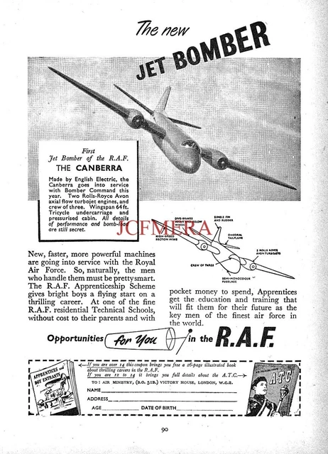 R.A.F. APPRENTICE SCHEME Recruitment ADVERT #2 Vintage 1950s Print Ad ...