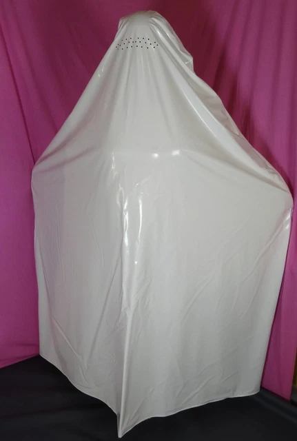 CLOSED RIESIGES REGEN Burka Maske Vestito niqap Kleid white PVC Neu ...