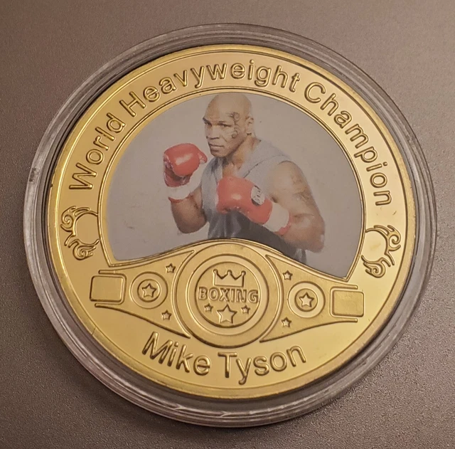 MIKE TYSON GOLD Coin Old Boxer Fury Vintage 80s Retro Iron Americana ...