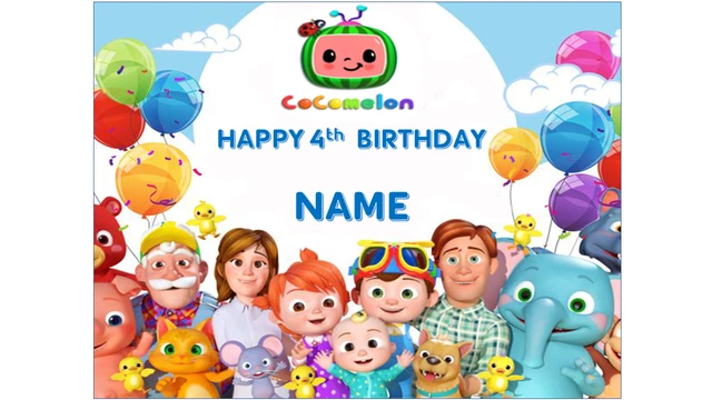 TOP QUALITY COCOMELON PERSONALISED RECTANGLE Edible Cake Topper wafer ...