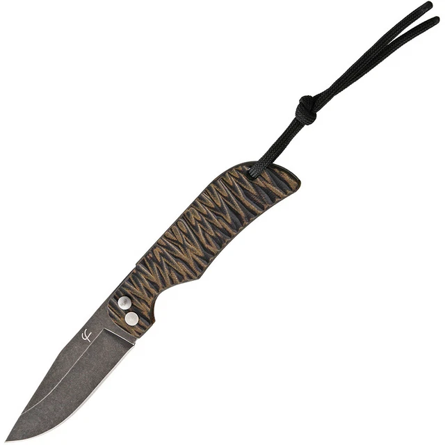 FRED PERRIN FOLDING Neck Knife Pliant braun, 440C, stonewash Finish ...