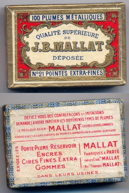 NEUF SCELLÉE ANCIENNE boite de 100 plumes N°21 - J.B MALLAT EUR 10,00 ...