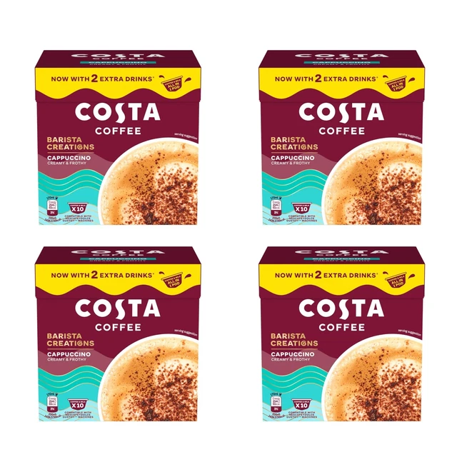 COSTA COFFEE CAPPUCCINO Pods 4 Packs (Cappuccino 10 Capsules) £42.99 ...