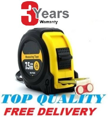 7.5M RETRACTABLE METAL Tape Measure Powergriplock Metric Imperial ...