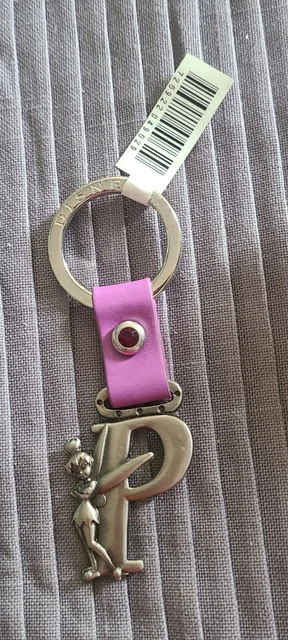 NEW TINKERBELL PETER Pan Disney “P” Letter Pewter Keychain Key Ring Key ...