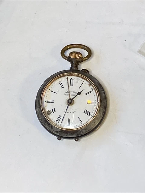 VINTAGE SIGNAL BREVET Reveil Avertisseur Alarm Pocket Watch For Repair ...