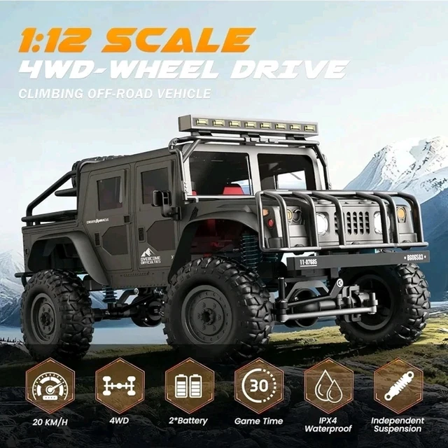 SIMREX 1:12 SCALE All-Terrain Remote Control Car, 4WD RC Cars with 2.4 ...