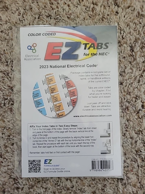 2023 COLOR CODED EZ Tabs with EZ Formula Guide Based based on NEC Code ...