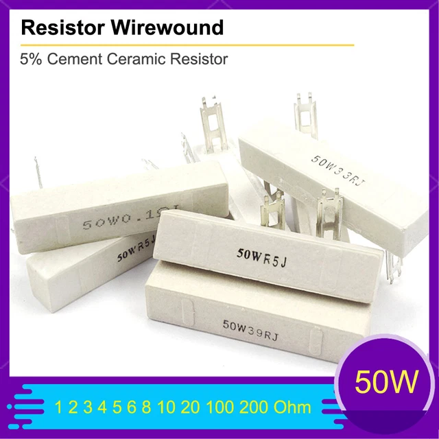 50W RESISTOR WIREWOUND Cement Ceramic Horizontal 1 2 3 4 5 6 8 10 20 ...