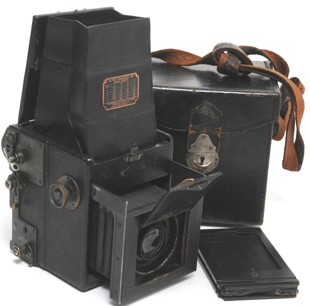 VINTAGE GRAFLEX AUTO Junior w. Ross Homocentric 4,5/115mm TESTATO DI ...