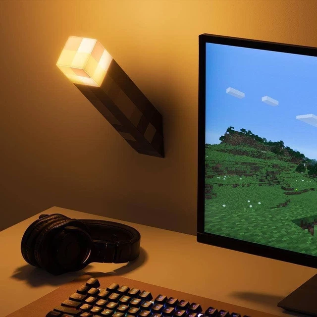 MINECRAFT GAME TORCH Wall Lamp Desk Night Light Bedroom Led Decoration ...