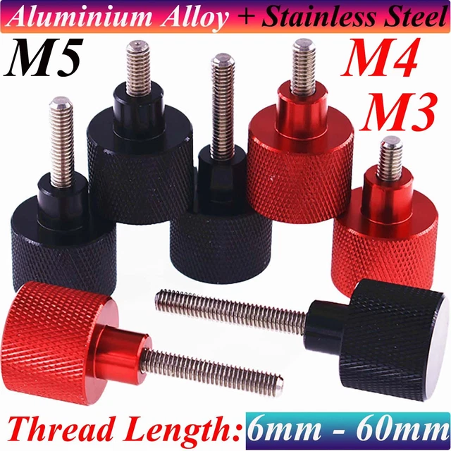 M3 M4 M5 Knurled Thumb Screw With Steps Aluminium Alloy + 304 Stainless ...
