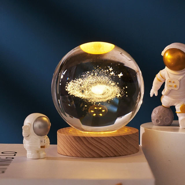 3D CRYSTAL BALL Moon Planet Globe Table Lamp USB LED Night Light Home ...