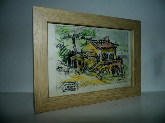 TABLEAU DESSIN ANCIEN Crayon Signe Robert Fleurent 1904/1981 Paysage De ... TABLEAU DESSIN ANCIEN Crayon Signe Robert Fleurent 1904/1981 Paysage De ...