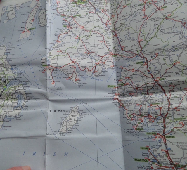 1975 RAC ROUTE Map Of Great Britain Through Routes To & From ...