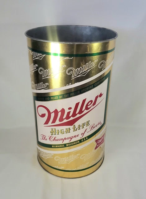 VINTAGE EARLY MILLER High Life Beer Trash Tin / Can Brewing Milwaukee ...