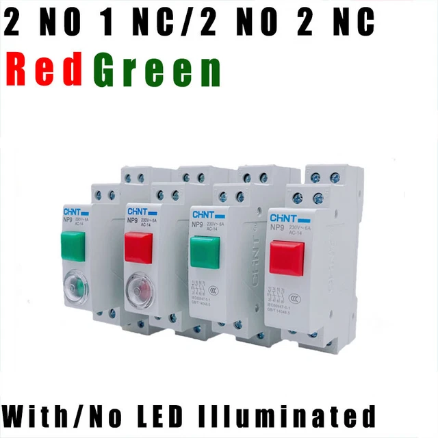 DIN RAIL MOUNTING Push Button Switch With/No LED Illuminated 2 NO 1 NC ...