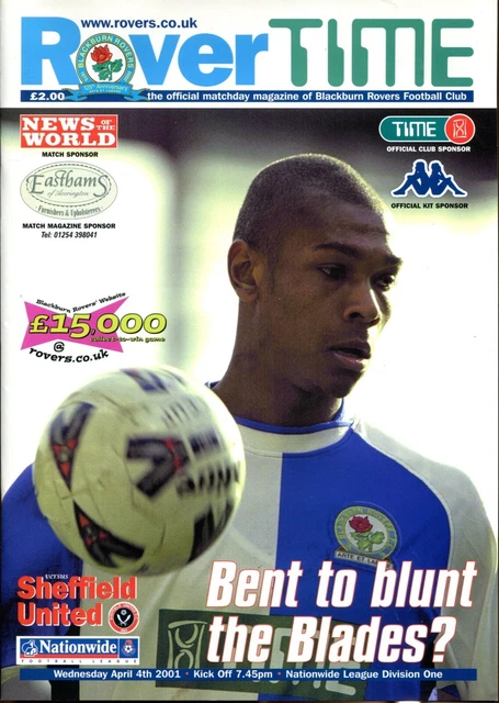 BLACKBURN ROVERS V Sheffield United 04/04/01 Division 1 EUR 2,04 ...