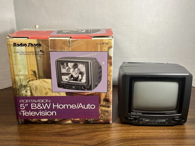 VINTAGE RADIO SHACK Portavision Television 5” B&W Home/Auto Television ...