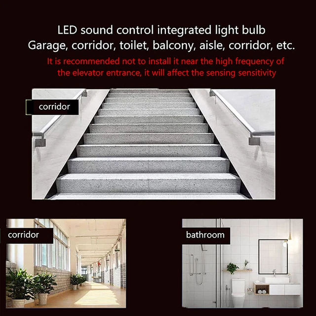 FOR STAIR HALLWAY Corridor Pathway Lamp E27 LED Sound Motion Sensor ...