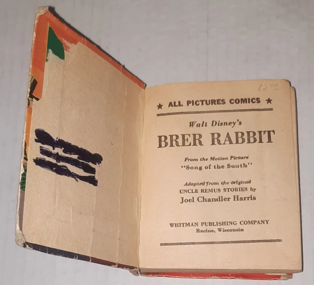 WALT DISNEYS BRER Rabbit Song Of The South Book 1947 Whitman Publishing ...