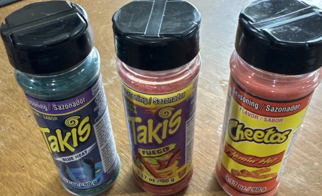 TAKIS BLUE HEAT/ Takis Fuego/Cheetos Flamin Hot -Seasoning /sazonador 3 ...