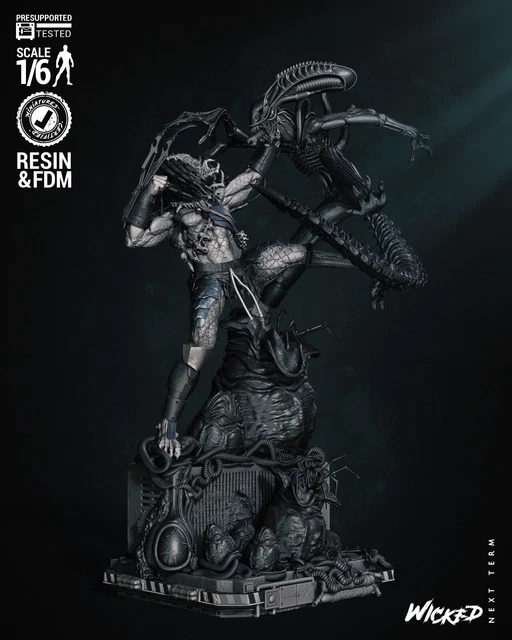 PREDATOR VS ALIEN Diorama Sculpture Resin 3d printed DIY model kit £99. ...