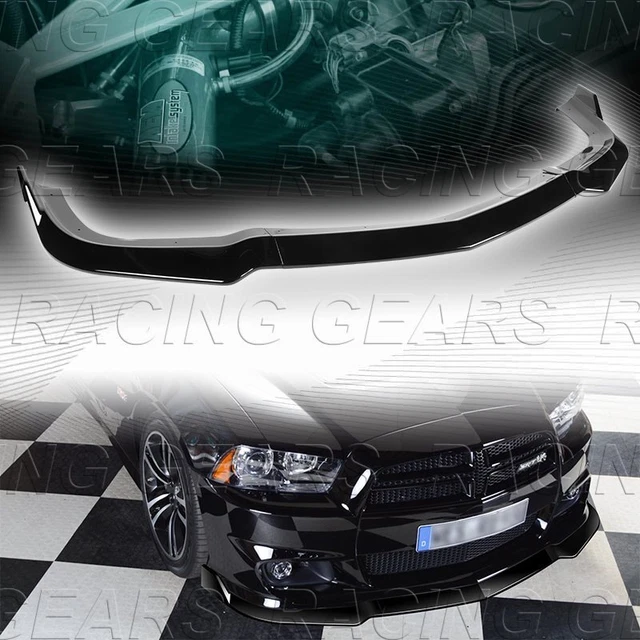 PAINTED BLACK FRONT Bumper Body Splitter Spoiler Lip Fit 11-14 Dodge ...