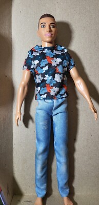BARBIE FASHIONISTAS KEN Doll #13 Redressed Denim Man Bun C260 £14.53 ...