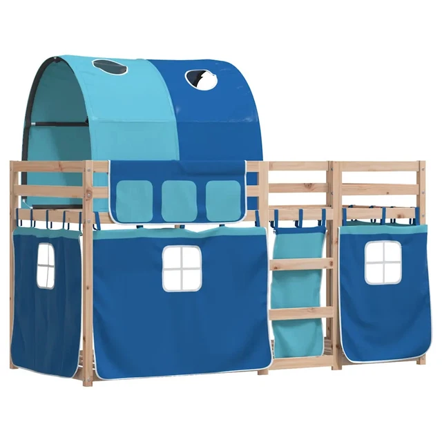 WALPLUS BLUE SOLID Pine Wood Bunk Bed Frame Without Mattress Kids ...