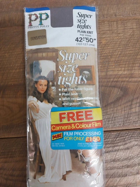 PRETTY POLLY SUPER Size 42"-50" Sensation Plain Knit Tights £3.00 ...