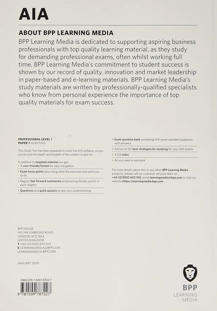 BPP LEARNING MEDIA AIA 7 Auditing (Poche) EUR 24,28 - PicClick FR