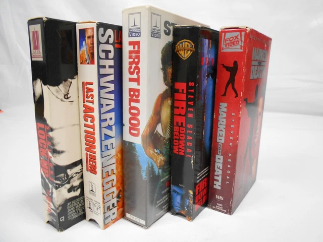 5 VHS CLASSIC Action Movies, Stallone(2), Schwarzenegger (1), Seagal (2 ...