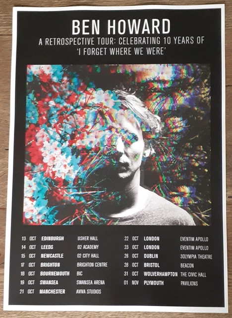 BEN HOWARD - live band music show 2024 promotional tour concert gig poster £10.99 - PicClick UK