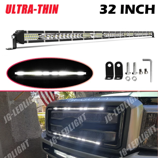 32INCH SLIM LED Light Bar Single Row Spot Flood Combo Work Truck SUV ...