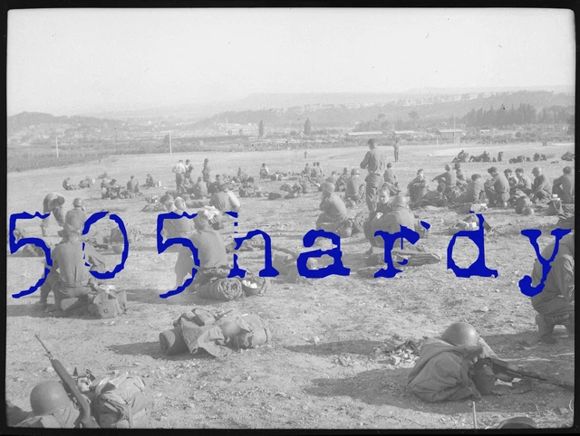 WWII US GI Photo Negative - 41st Armored GIs In Field Camp Staging Area ...