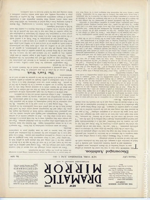NEW YORK DRAMATIC Mirror Magazine Vol. 65 #1694 VG 1911 EUR 39,41 ...