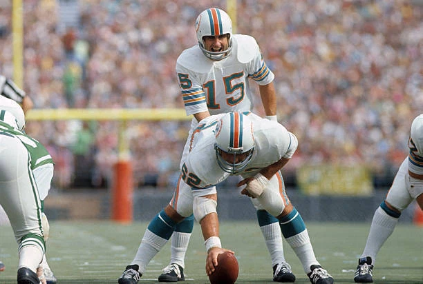 MIAMI DOLPHINS QB Earl Morrall under center at line of scrim - 1972 Old ...
