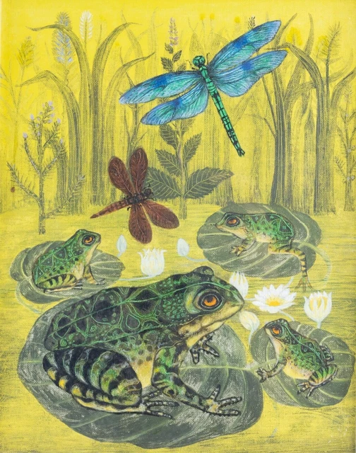 SHEILA FLINN, 'FROGS And Dragonflies', Original Oil Painting, Signed £ ...