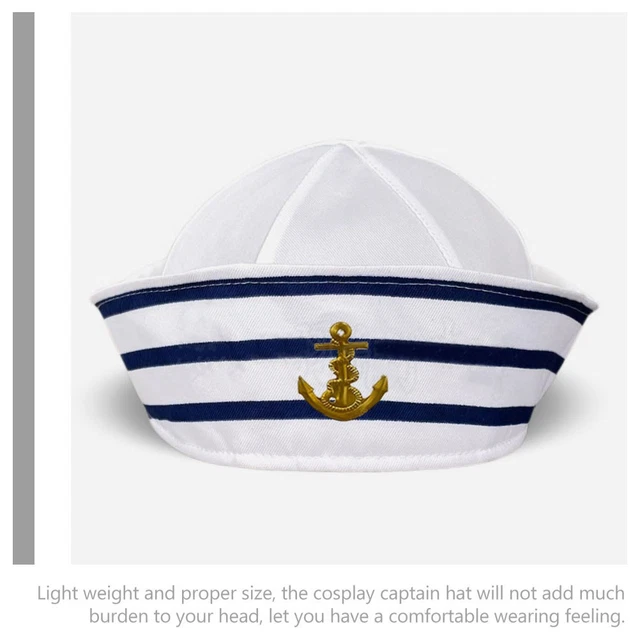 POLYESTER SAILOR HAT Captain Hat Prop For Men Women Boat Party Cosplay ...